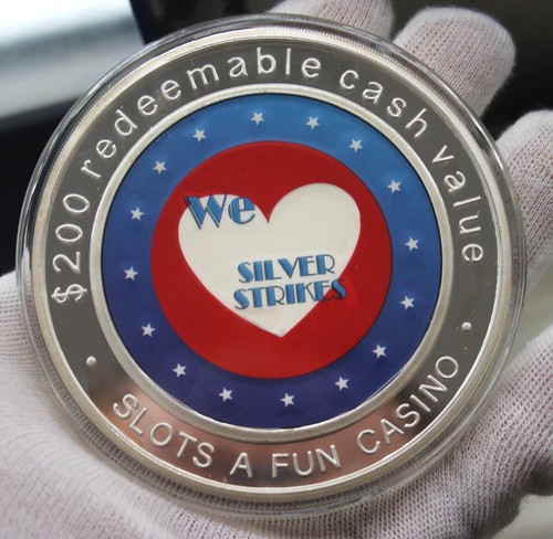 SLOTS A FUN Casino $200 12oz .999 Fine 1 TROY LB Token WE LOVE SILVER ...