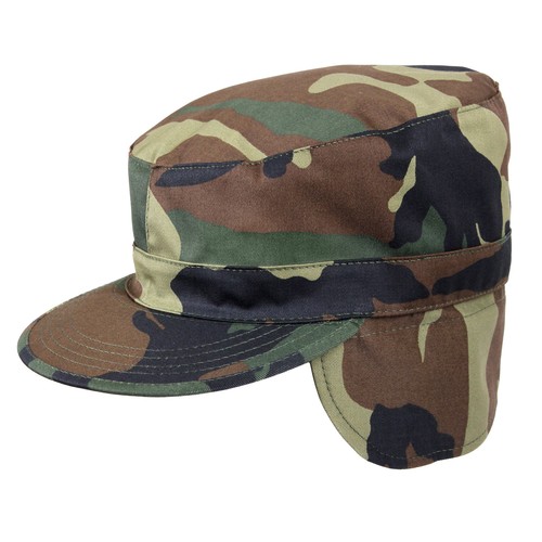 Winter Military Fatigue Hat with Ear Flaps Fitted, Camo Tactical Warm ...
