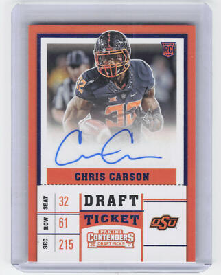 2017 Panini Contenders Draft Picks #220 Chris Carson RC Blue Foil Auto ...