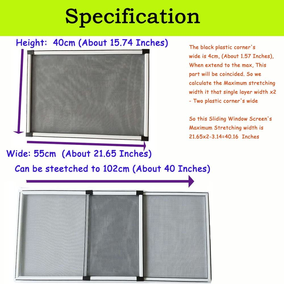 Adjustable Sliding Window Screen, 2 Ways Aluminum Frame Expandable ...