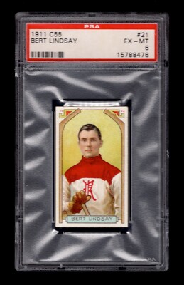 PSA 6 BERT LINDSAY 1911 C55 Hockey Card #21 | eBay