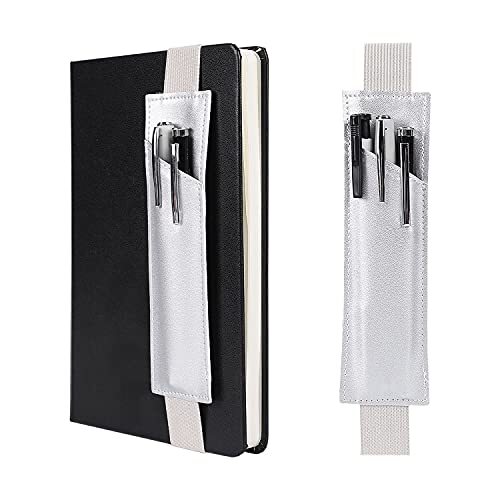 2-Pack Leather Adjustable Elastic Band Pen Holder, Pencil Holder, Shine ...