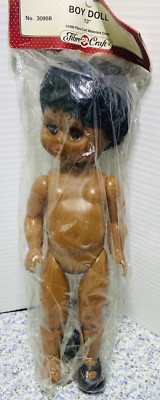 Vtg Fibre Craft 13” Boy Doll African American Open-Shut Eyes #3095B | eBay