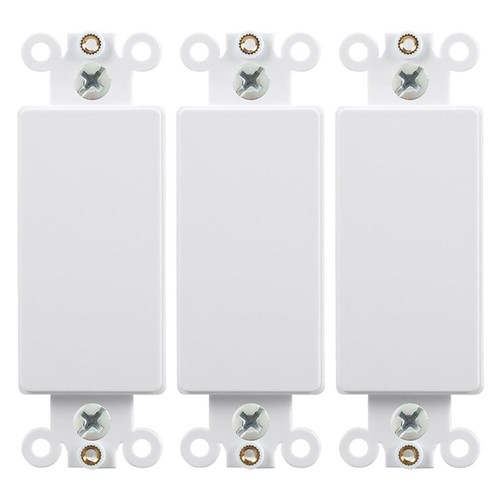 3 Pcs Blank Decora Wall Plate Insert Filler Cover Plastic Smooth 1-Gang ...