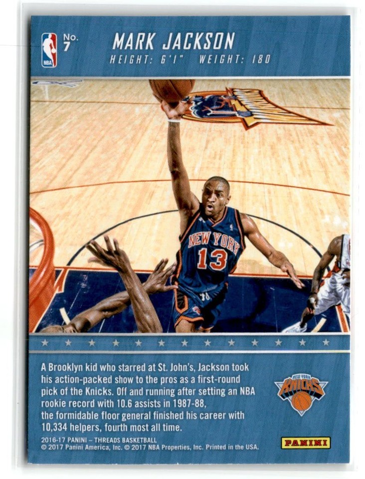 Mark Jackson New York Knicks 2016-17 Panini Threads Floor Generals #7 ...