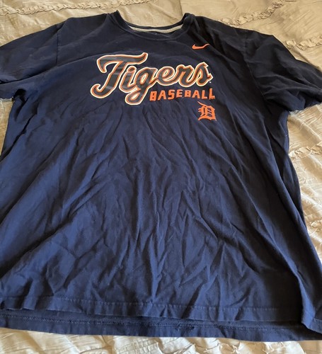 DETROIT TIGERS Baseball NIKE Athletic Blue XL Shirt MLB Free Shipping ...