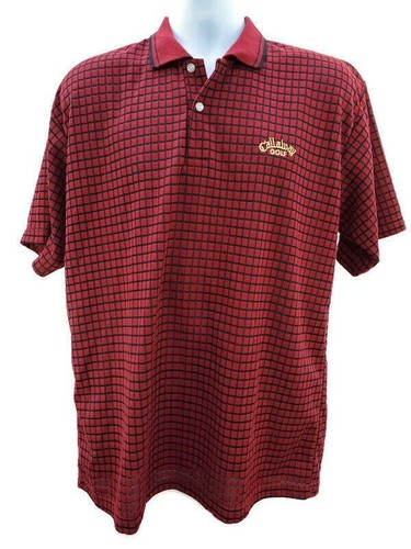 CALLAWAY Golf Polo Shirt Mens Red Checkered Embroidered Logo XL | eBay