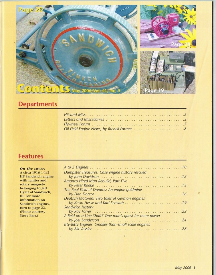 GAS ENGINE magazine May 2006, Tiny Model Engines, Sandwich History ...