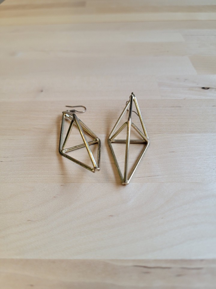 Gold Triangle Cage Earrings | eBay