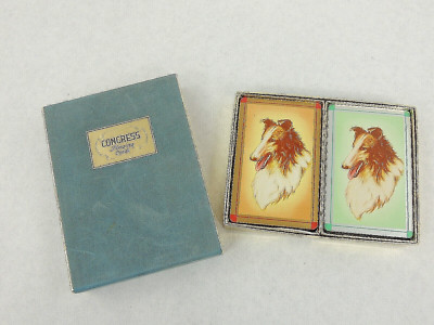 CONGRESS PLAYING CARDS, DOUBLE DECK, PREOWNED COLLIE DOG | eBay