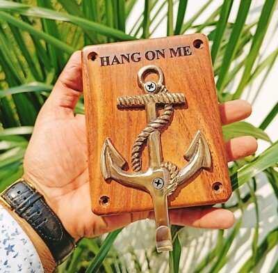 Anchor Nautical Wall Mounted Coat, Key & Hat Hanging Board Beach Home ...