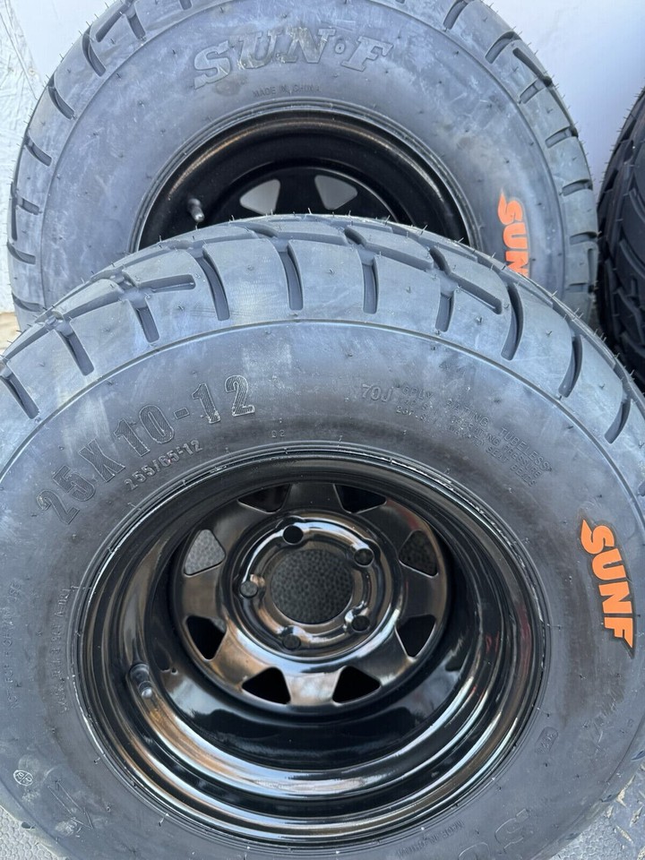 25x10-12 25x11-12 Tires Rims Wheels Set fits Kubota RTV models with 5 ...