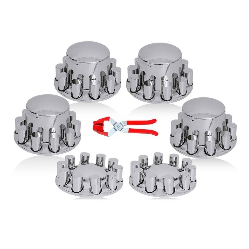 Chrome ABS Complete Axle Cover Set with Standard Hub Caps and 33mm ...