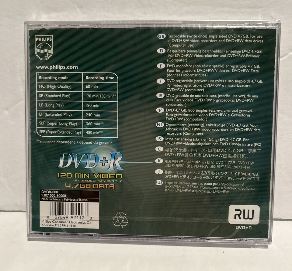 Philips DVD+R DVDR Blank Media 4.7GB 120 Minute NEW/ SEALED PACKAGE | eBay