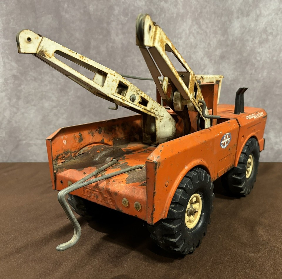 Mighty Tonka Wrecker Double Boom 24-HR Service AA Orange Tow Truck ...