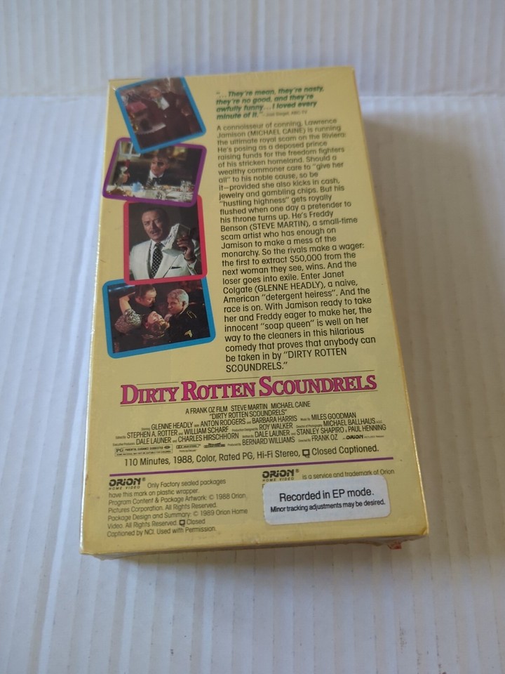 Dirty Rotten Scoundrels VHS Tape SEALED Orion Steve Martin Michael ...