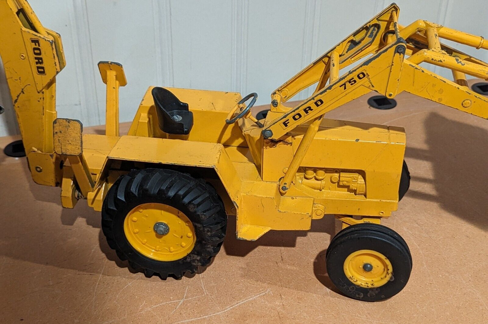 Vintage 1960s ERTL FORD 750 Backhoe Loader Diecast Model 30" LONG MADE ...
