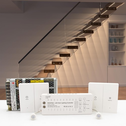 RWOFNIA Wall Switch Control and Motion Sensor LED Stair Lighting Kit RW ...