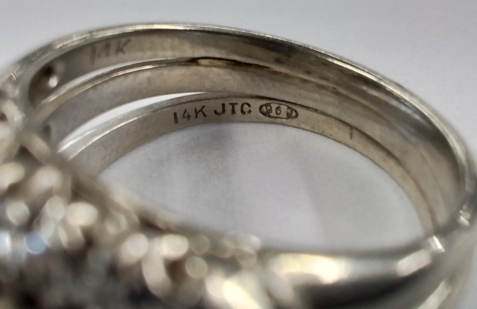 14K White Gold JTC 969 Ring 3 Band Setting Wedding/Engagement - Size 5. ...
