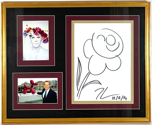 Listed Artist Jeff Koons (b.1955) Signed Ink Flower Painting Circa 2014 ...