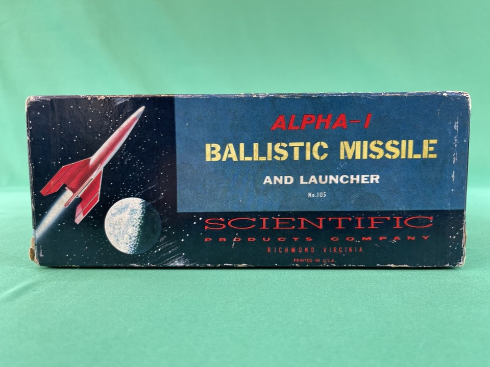 VINTAGE 1958 ALPHA-1 BALLISTIC MISSILE ROCKET SET COMPLETE w/ ORIGINAL ...
