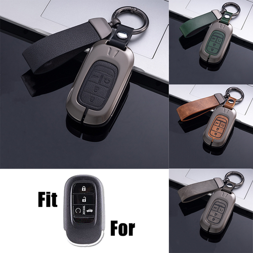Zinc Alloy Leather Car Key Fob Case Cover For Honda Civic HR-V CR-V ...