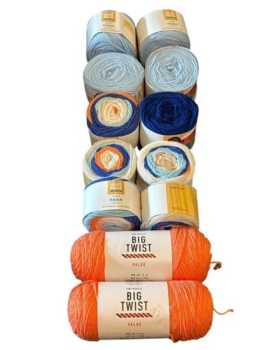 Hand Made Modern Yarn: Lot of 10 Mixed+ 2 Big Twist Value Coral: 100 % ...