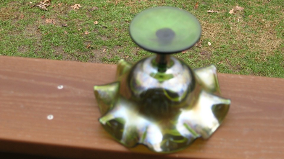 Imperial Carnival Scroll Embossed Compote Green !!! | eBay