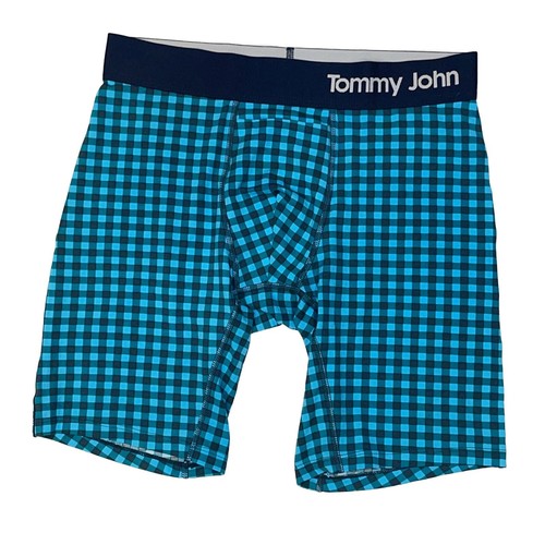 Tommy John Men's Cool Cotton Boxer Briefs 8" Checkered Blue Size M | eBay
