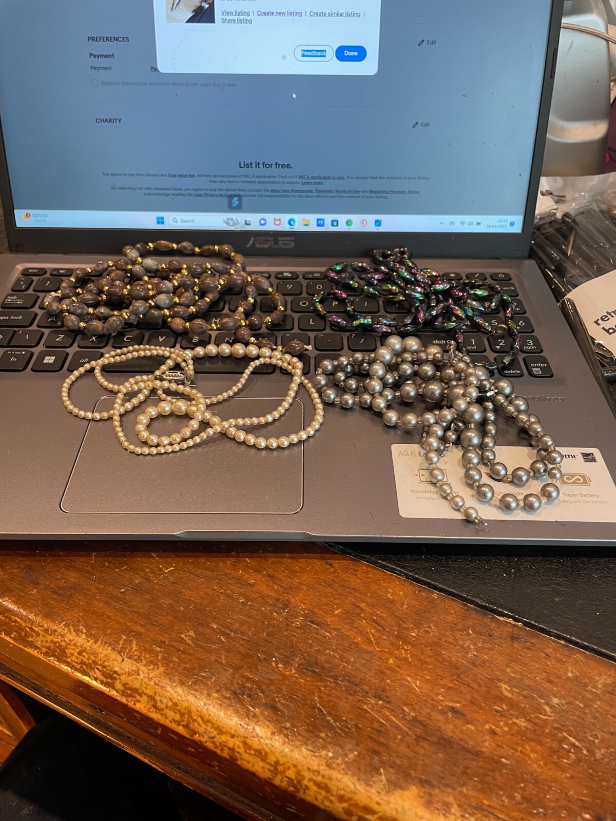 nice job lot of costume jewellery , necklaces 4 items beaded various ...