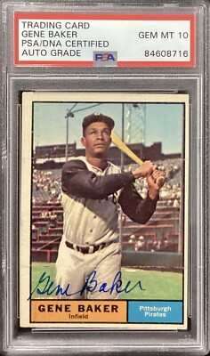 Gene Baker Signed 1961 Topps #339 Baseball Card Pirates Auto PSA/DNA ...