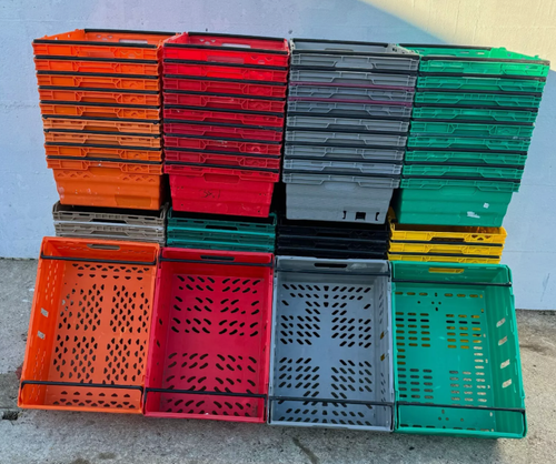 200 x Bail Arm Crates Storage Plastic Boxes Stacking Tray 600 X 400 X ...