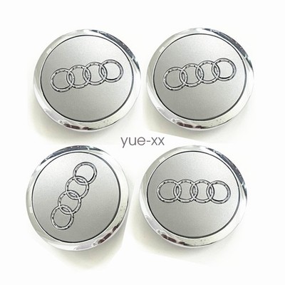 Set(4pcs) Audi 69MM Gray Chrome Wheel Rim Center Hub Caps Replacement ...
