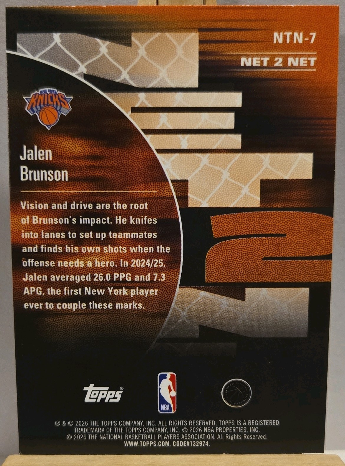 2024-25 topps nba hoops net 2 net jalen brunson #NTN-7 new york knicks ...