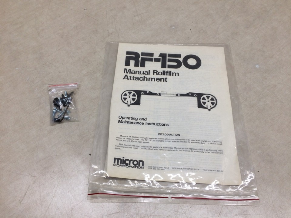 Micron Corp RF-150 Microfilm Roll Fiche Carrier Microfiche Aperture ...