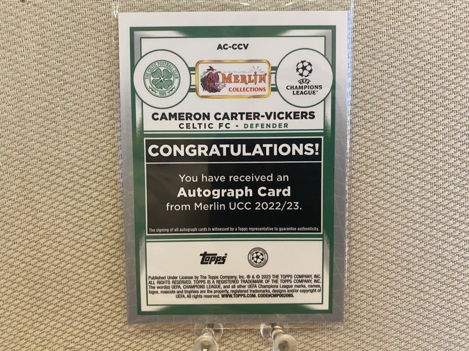 2022-23 Topps Merlin Chrome Cameron Carter-Vickers Auto #AC-CCV Celtic ...