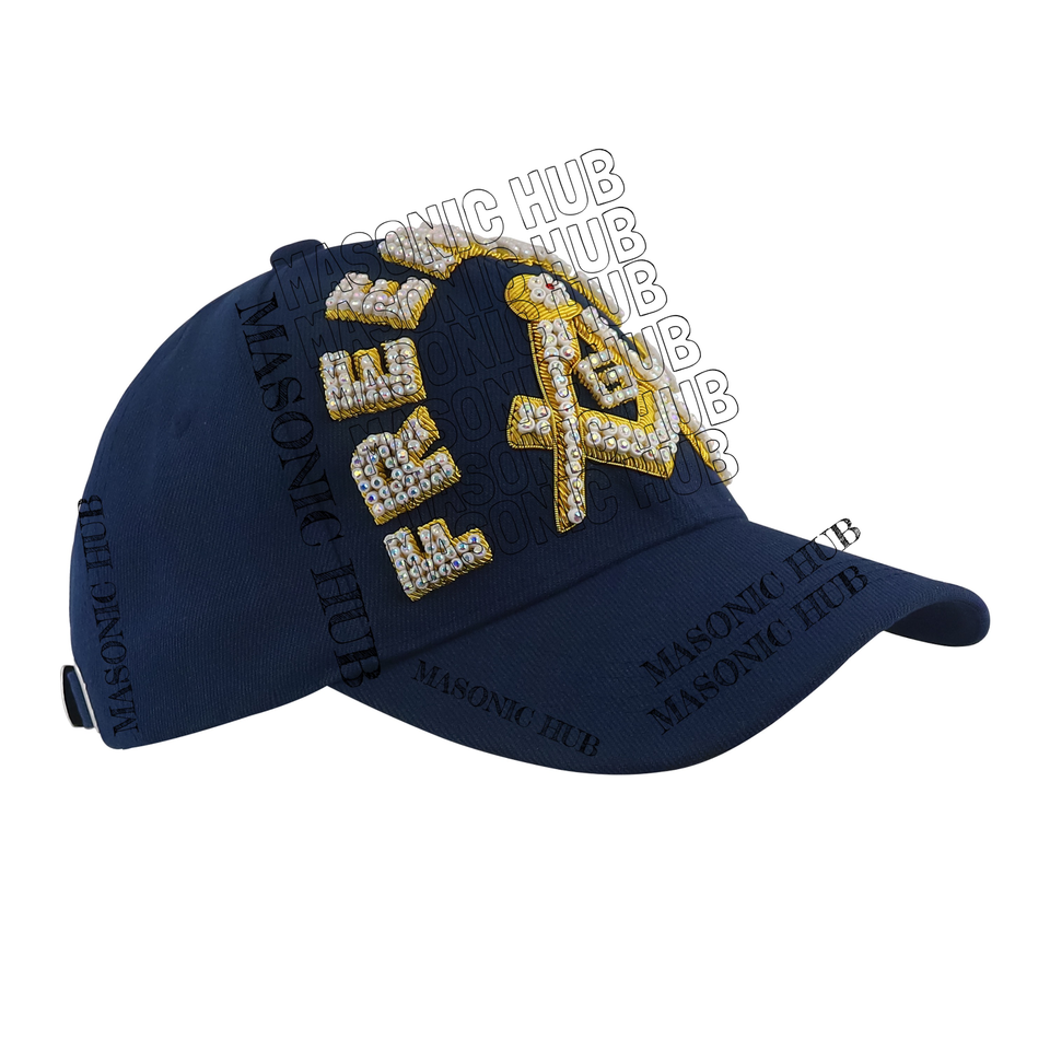 Masonic Freemason Navy Blue Handmade Cap – Bullion Embroidered Compass ...
