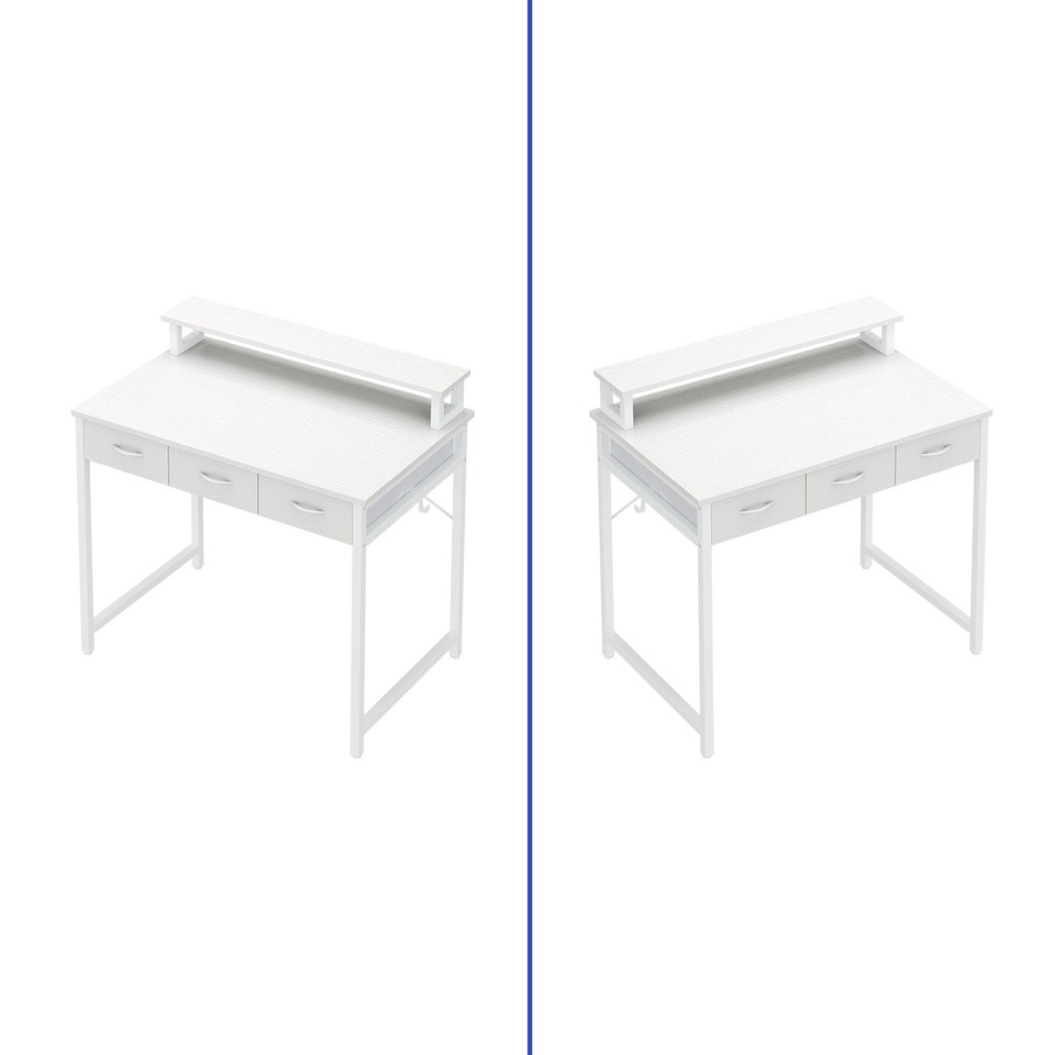 Computer Desk Office Study Vanity Table Space Saving w/ Monitor Stand ...