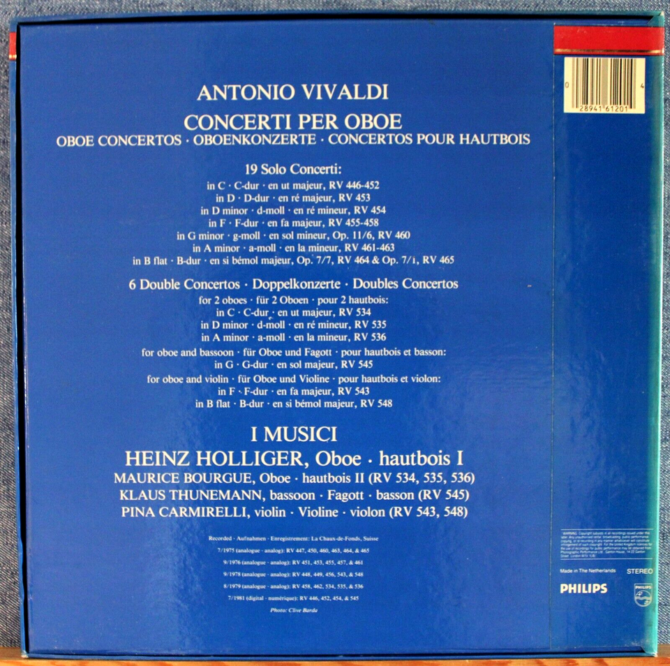 Holliger; I Musici. Vivaldi (oboe concertos). Philips 416 120 (5) Box ...