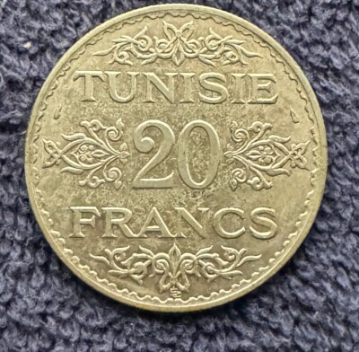 1934 (AH1353) Tunisia 20 Franc Silver Coin | eBay