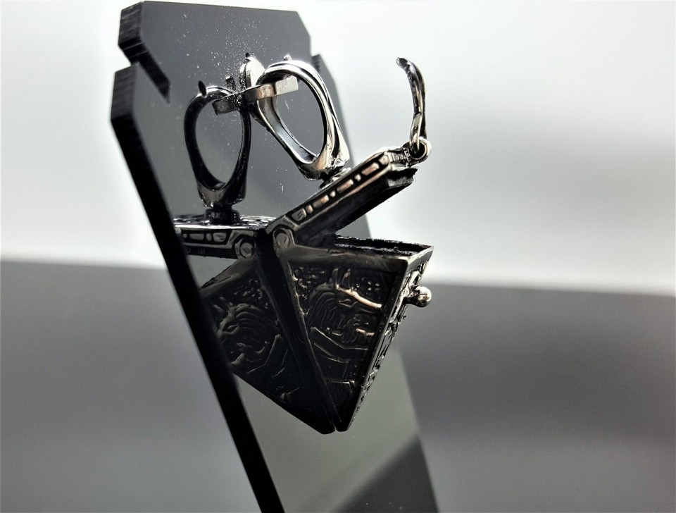 Egyptian Pyramid Locket Pendant STERLING SILVER 925 Anubis Great Sphinx ...