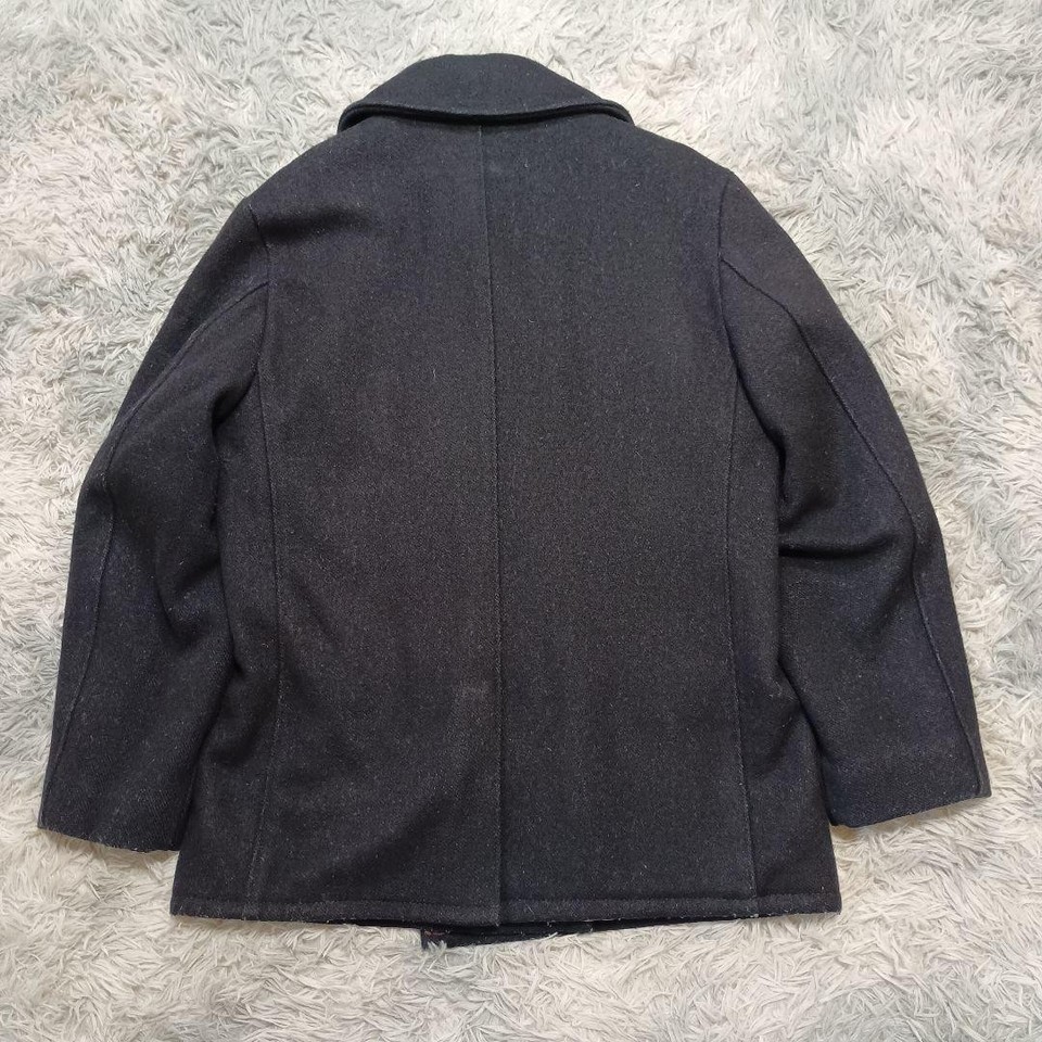 Schott 740N Pea Coat Black Wool Melton Quilted Lining Double Breasted ...