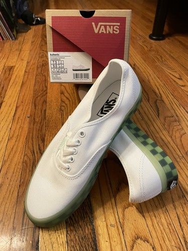 Vans Authentic True White/Translucent Green Checkerboard Sole - New 7.5 ...