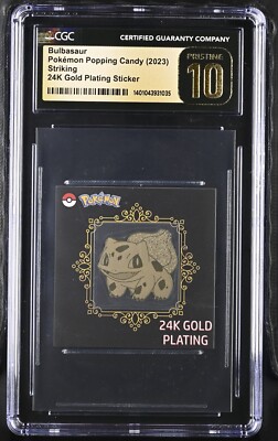 CGC Pristine 10 Bulbasaur 24k Gold Plated Pokemon Card Candy Sticker ...