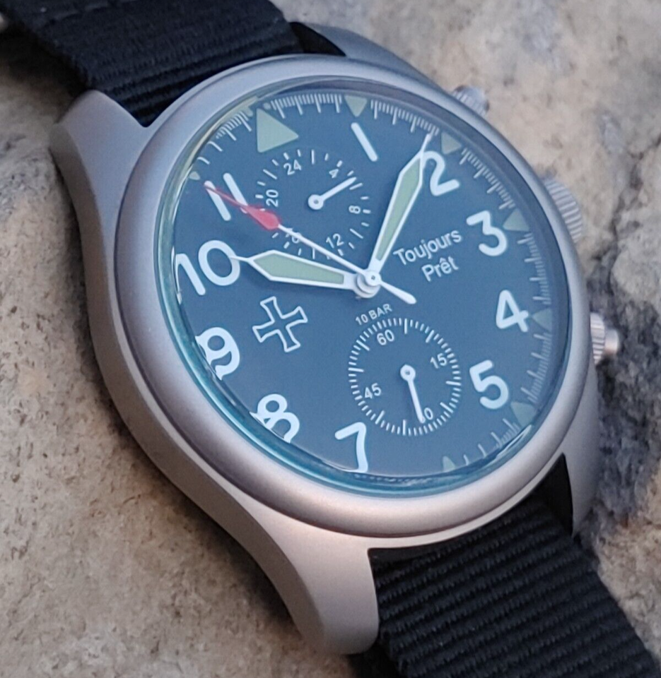 Toujours Pret GMT military field watch. Blasted stainless steel - domed ...
