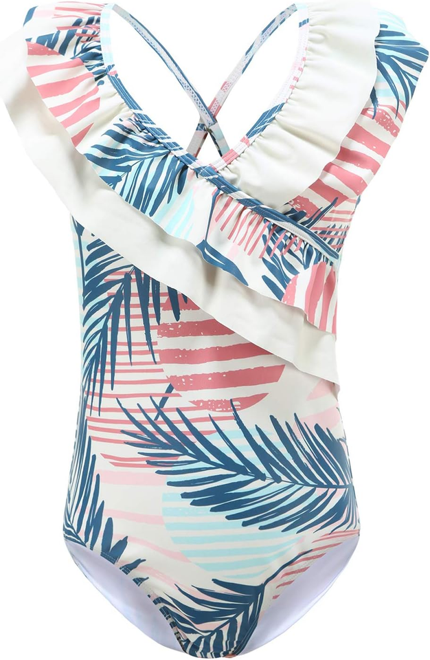 Girls One Piece Swimsuits One Shoulder Ruffle Bathing Suit Kids ...