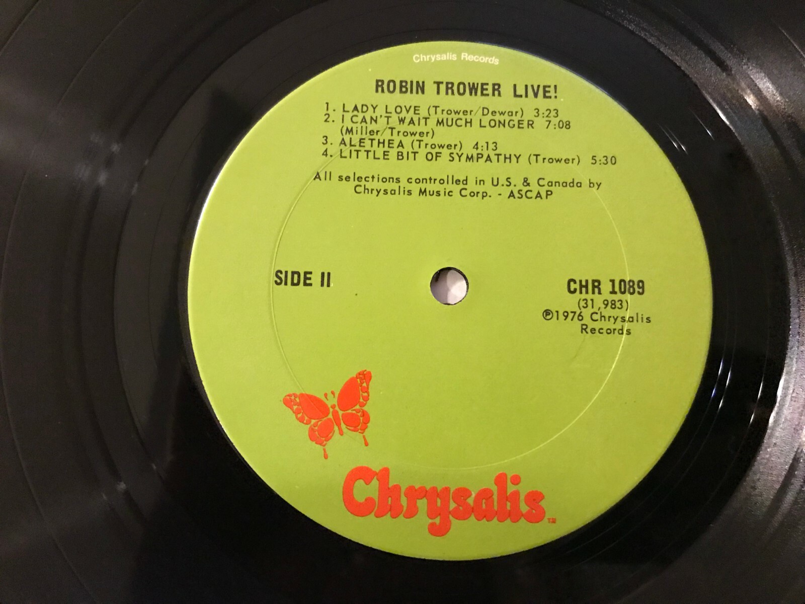 ROBIN TROWER - LIVE! Vinyl LP Album CHR 1089 | eBay