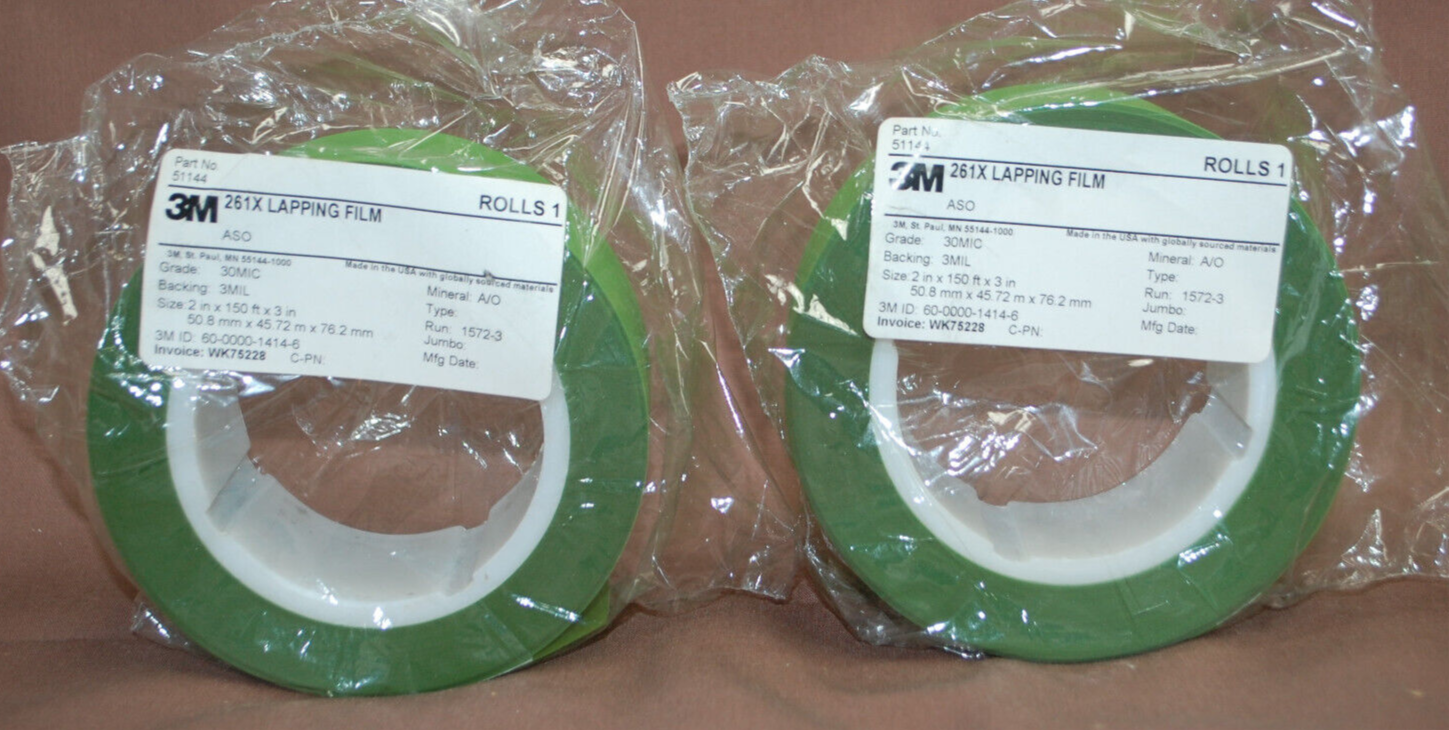 3M Green 261X Lapping Film Roll 30MIC 3MIL 2 in x 150 ft x 3 in 2 Rolls ...