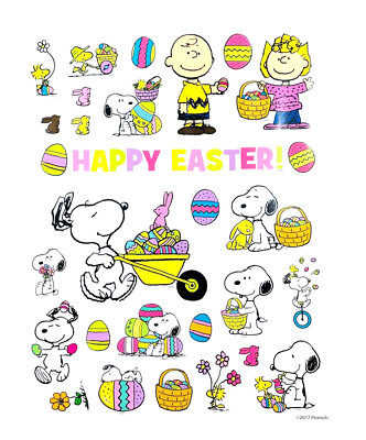 Peanut Snoopy Easter Sticker Sheet (27 Stickers, 1 Sheet) | eBay