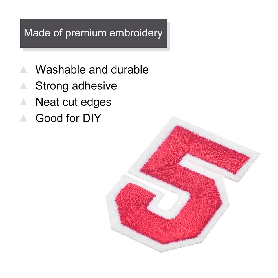 Embroidered Decorative Repair Patches Number 6 Rose Red 2" Height 10Pcs ...